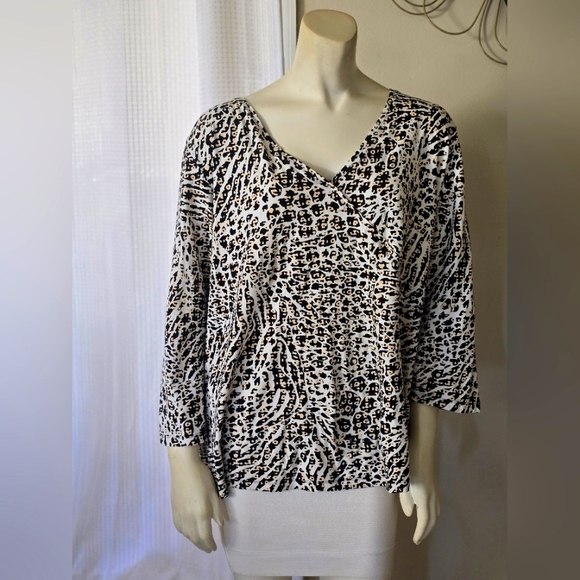 Ruby Rd. | Tops | Ruby Rd Womens Xl Animal Print 34 Sleeves Stretch Top ...